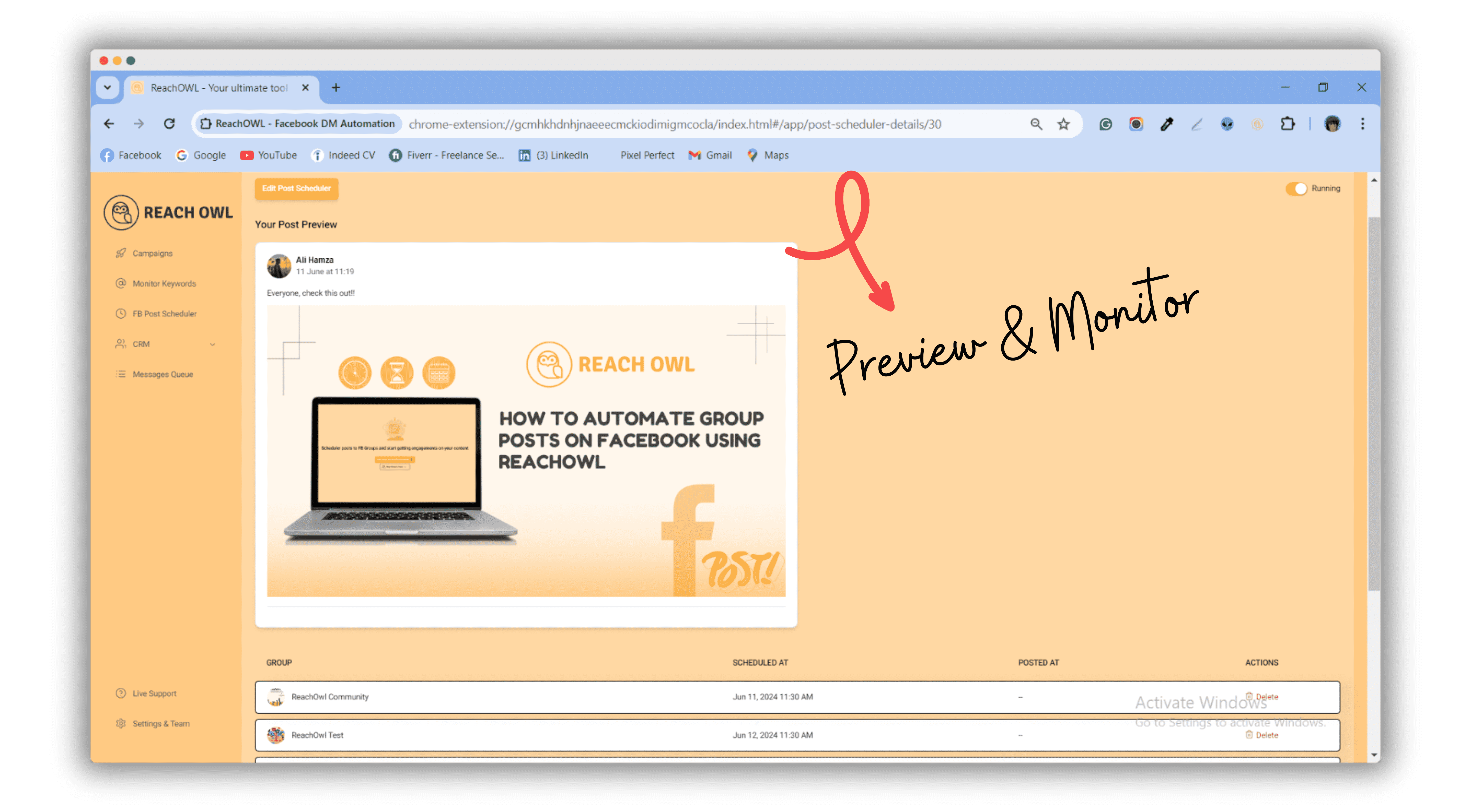Facebook Post Scheduler for Automated Posting - Reachowl